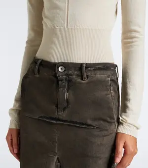 Rick Owens Slashed Cut-out Cropped Virgin Wool Sweater