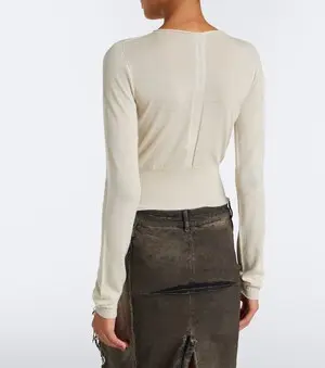 Rick Owens Slashed Cut-out Cropped Virgin Wool Sweater