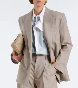 Bottega Veneta Checked Double-breasted Wool Blazer