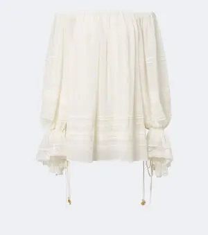 XU ZHI Lace-trimmed Off-shoulder Top - White