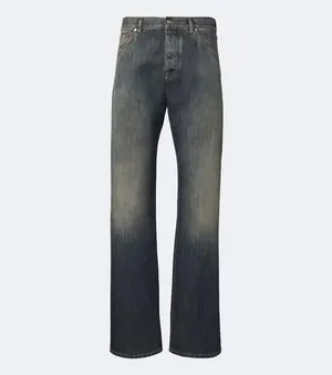 Fendi Faded Straight Leg Jeans - Blue