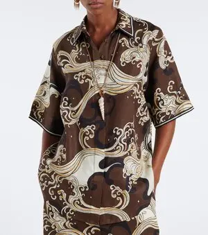 ALEMAIS Otis Printed Oversized Linen Shirt