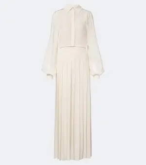 Fendi Plissé Silk Crêpe Maxi Dress