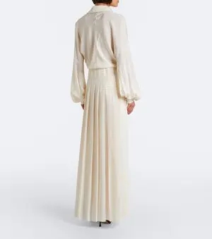 Fendi Plissé Silk Crêpe Maxi Dress