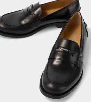Fendi Ateneo Leather Penny Loafers