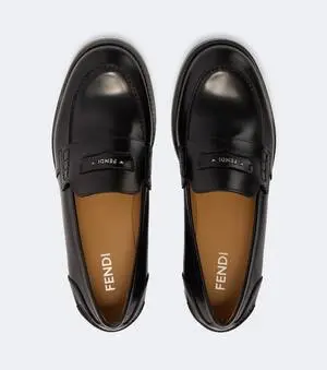 Fendi Ateneo Leather Penny Loafers