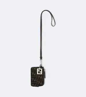 Fendi Ff Coin Purse With Strap - Brown