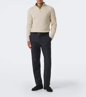 Fedeli Cashmere Turtleneck Sweater With Buttoned Front