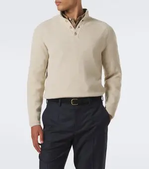 Fedeli Cashmere Turtleneck Sweater With Buttoned Front