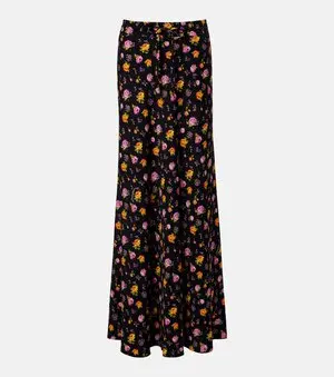 Dolce & Gabbana Floral Silk-blend Charmeuse Maxi Skirt - Black
