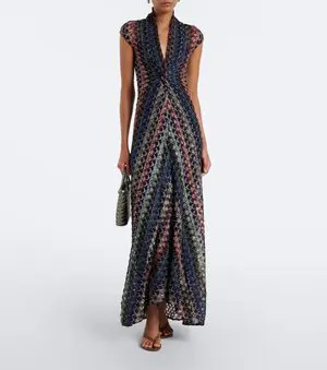 Missoni Gathered Knitted Maxi Dress