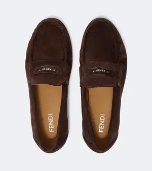 Fendi Scrunch Suede Penny Loafers