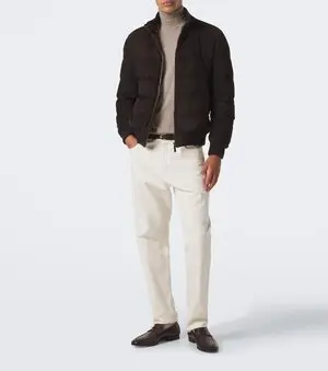 Fedeli Padded Suede Bomber Jacket