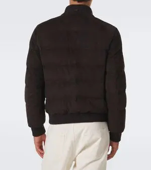 Fedeli Padded Suede Bomber Jacket