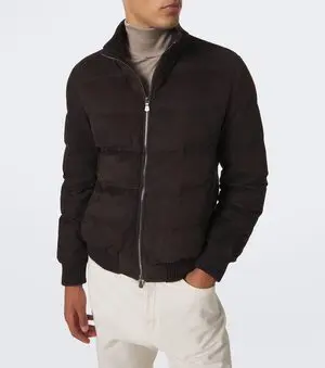 Fedeli Padded Suede Bomber Jacket