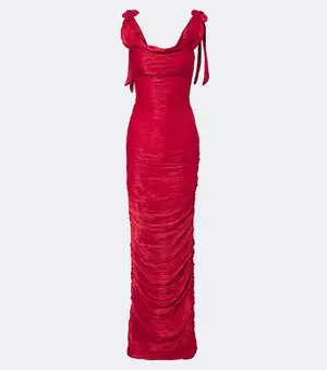 MARMAR HALIM Pleated Taffeta Gown - Red