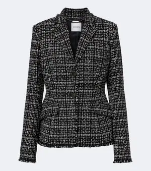 Erdem Checked Cotton-blend Tweed Jacket - Black