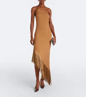 TALLER MARMO Asymmetric Midi Dress With Fringe
