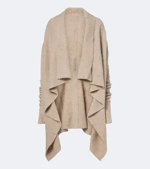 Rick Owens Hooded Alpaca And Wool-blend Cardigan - Beige