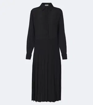 Fendi Chevron Jacquard Silk Midi Dress - Black