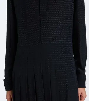 Fendi Chevron Jacquard Silk Midi Dress