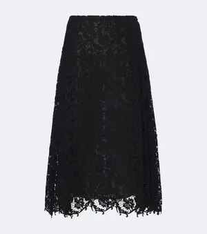 Fendi Silk Lace Midi Skirt - Black