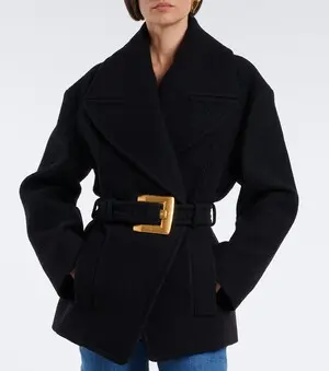 Balmain Double-breasted Virgin Wool Coat