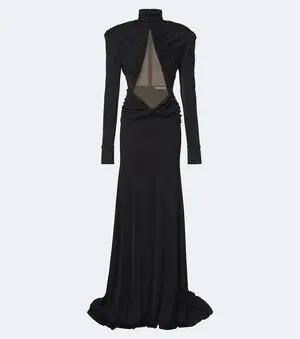 David Koma Cutout Ruched Jersey Gown - Black