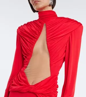 David Koma Cutout Ruched Jersey Gown