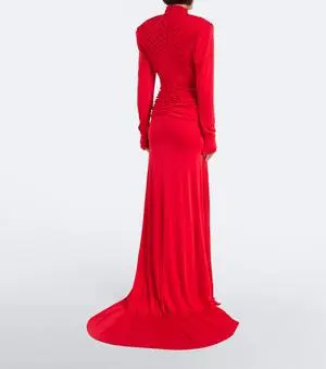 David Koma Cutout Ruched Jersey Gown