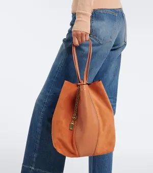 Chloé Leather And Suede Tote Bag - Orange