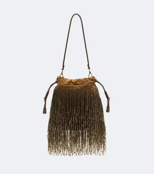 Etro Kalispera Small Fringed Suede Shoulder Bag - Brown