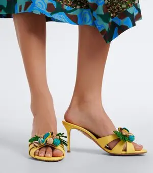 AQUAZZURA Birdsong Raffia Mules