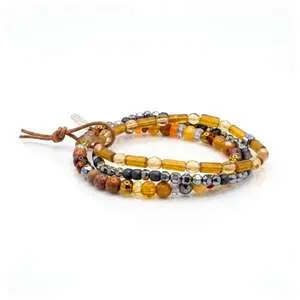 JAREDJAMIN Cyrus Amber & Hematite Stackable Bracelet Set