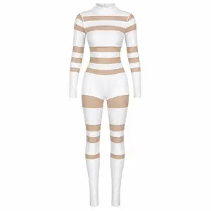 HARMONIA NY Dani Watanabe Venusian Catsuit With Sequin Appliqués - White