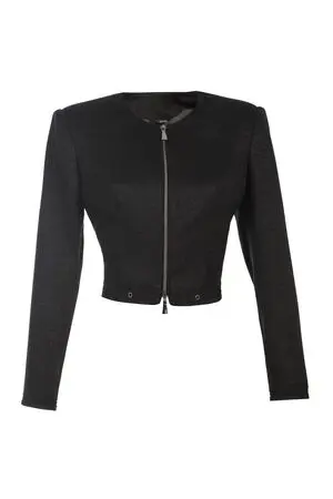 LUNA FASHION HOUSE Black Cropped Zip Blazer, Frida