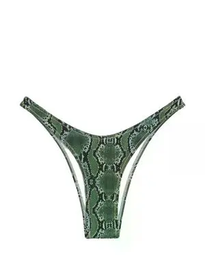 REINA OLGA Brigitte Snake-print Bikini Bottoms - Green