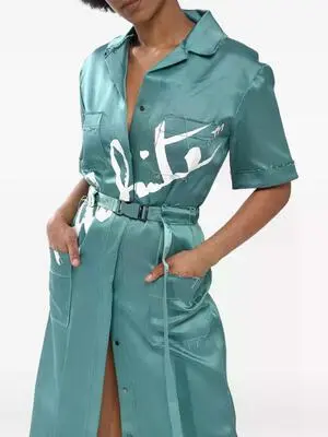 Off-White Logo Print Raw-cut Midi Dress