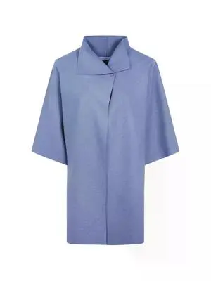 Harris Wharf London Asymmetric-collar Short-sleeve Coat - Blue
