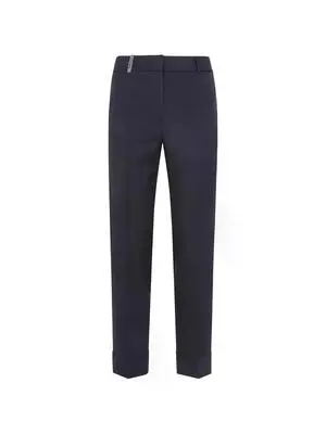 Peserico Bead-embellished Turn-up Trousers - Black