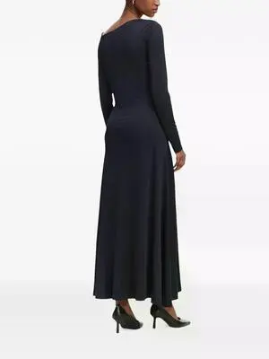 BOSS Asymmetric Neck Ruched Detailing Midi Dress