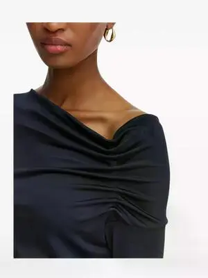 BOSS Asymmetric Neck Ruched Detailing Midi Dress