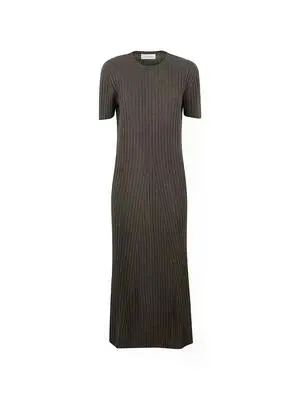 LISA YANG Ribbed-knit Short-sleeve Maxi Dress - Brown