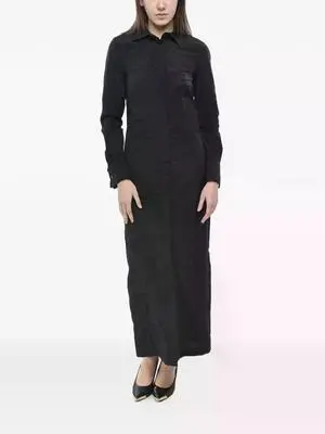Max Mara Crinkled-effect Open-back Shirt Maxi Dress