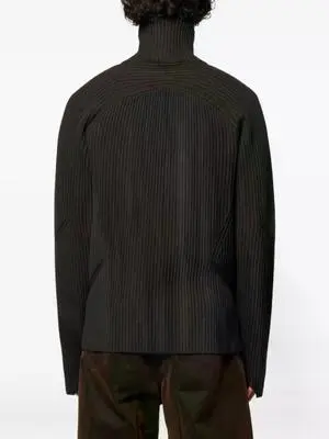 OMAR AFRIDI Ribbed-knit Zip-up Sweater