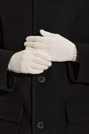 Moschino Knitted Gloves With Logo Detail - Cream