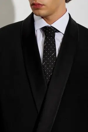Moschino Silk Neck Tie With White Polka Dots