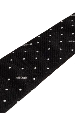 Moschino Silk Neck Tie With White Polka Dots