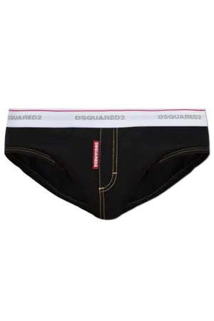 Dsquared2 Cotton Briefs With Logo - Black