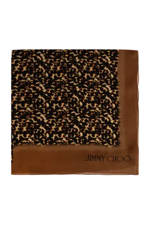 JIMMY CHOO Silk Scarf With Animal Motif - Brown